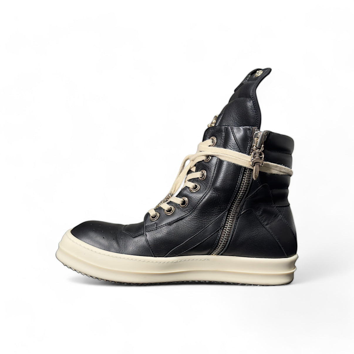 Chrome Hearts Rick Owens Geobasket Silver Cross Sneakers Black Milk