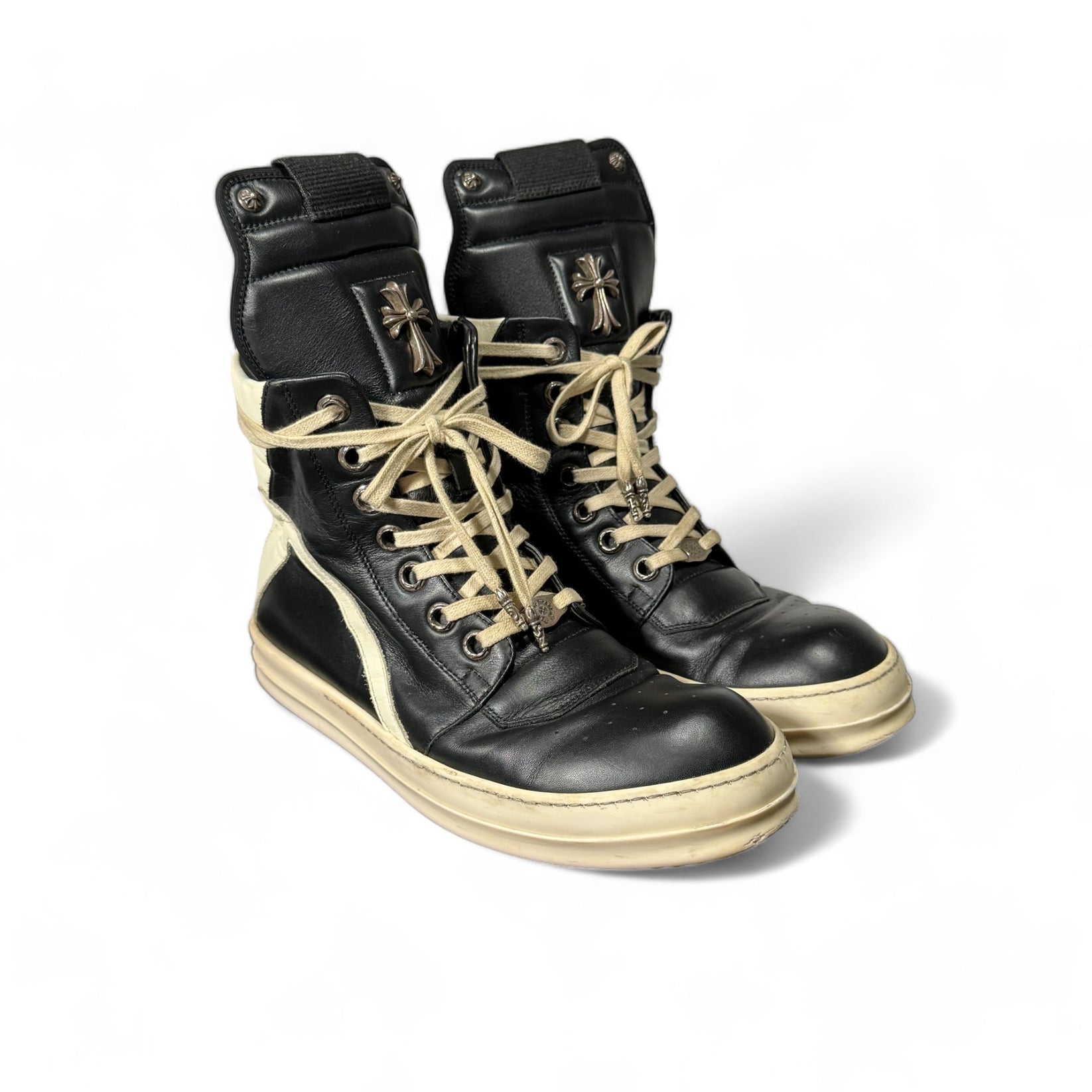 Chrome Hearts x Rick Owens Geobasket Sneakers Black / Milk - YP ...